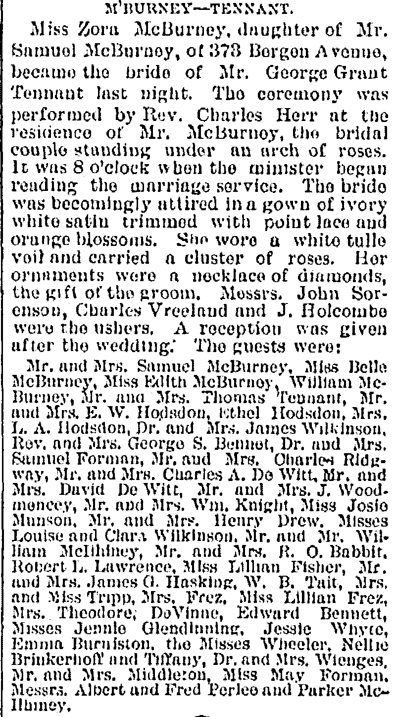 George Grant Tennant and Anne Van Syckel – Telling My Story